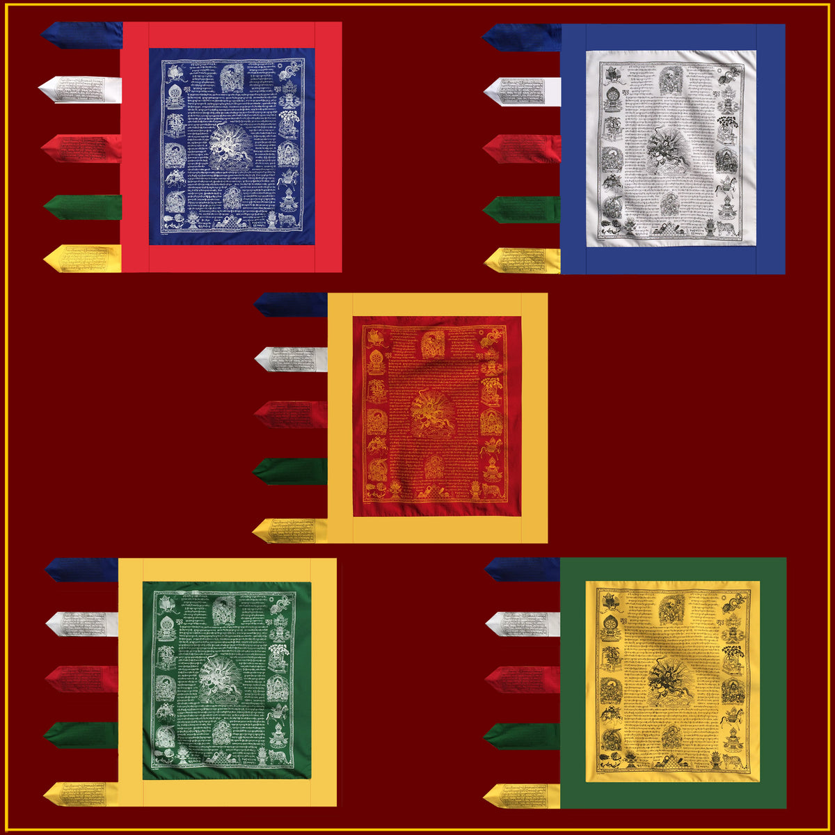 Ling Gesar - Set of 5 (28"X 34"/ each) – Prayer Flags & Dharma Banners ...
